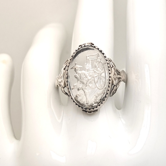 Jewelry | Rare Vintage Sterling Silver Chinese Rickshaw Intaglio Ring ...